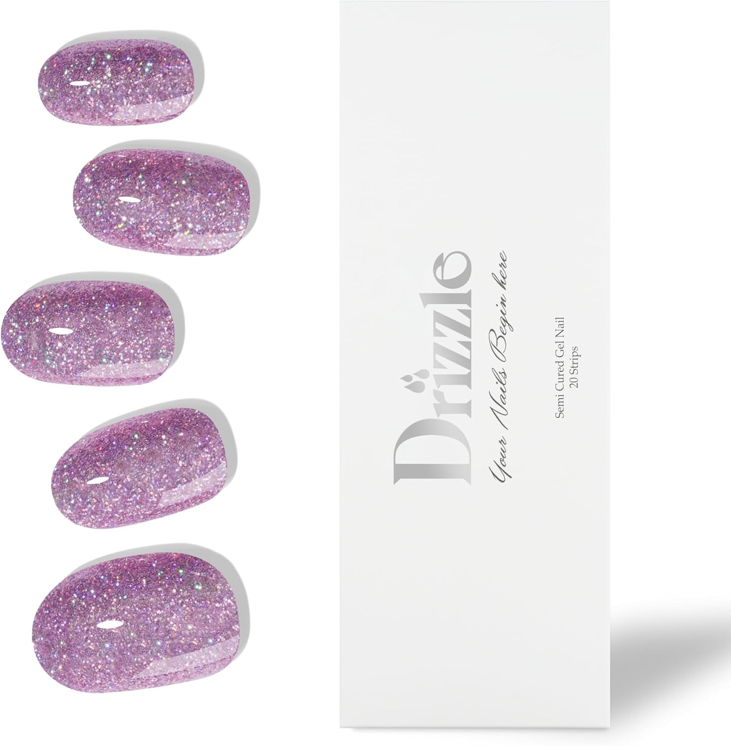 Semi Cured Gel Nail Strips,Real Nail Polish Art Stickers(UV/LED Light ...