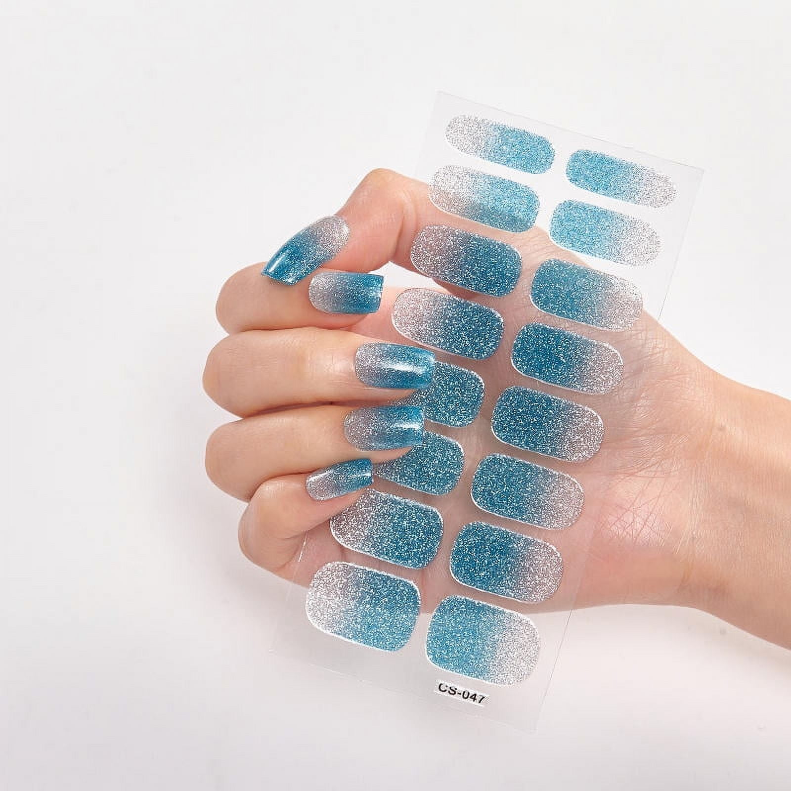 Semi Cured Gel Nails Art Stickers Fashion Solid Color Manicure Decal UV ...