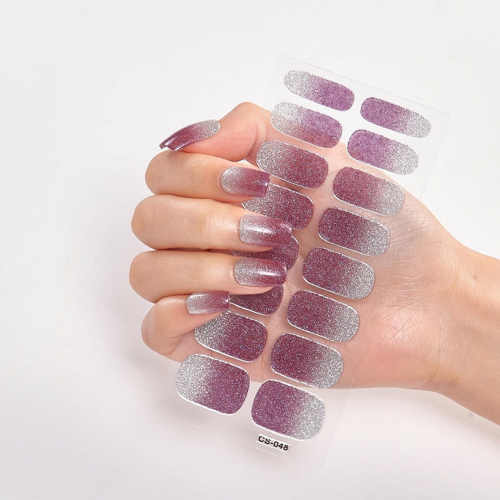 Semi Cured Gel Nails Art Stickers Fashion Solid Color Manicure Decal UV ...