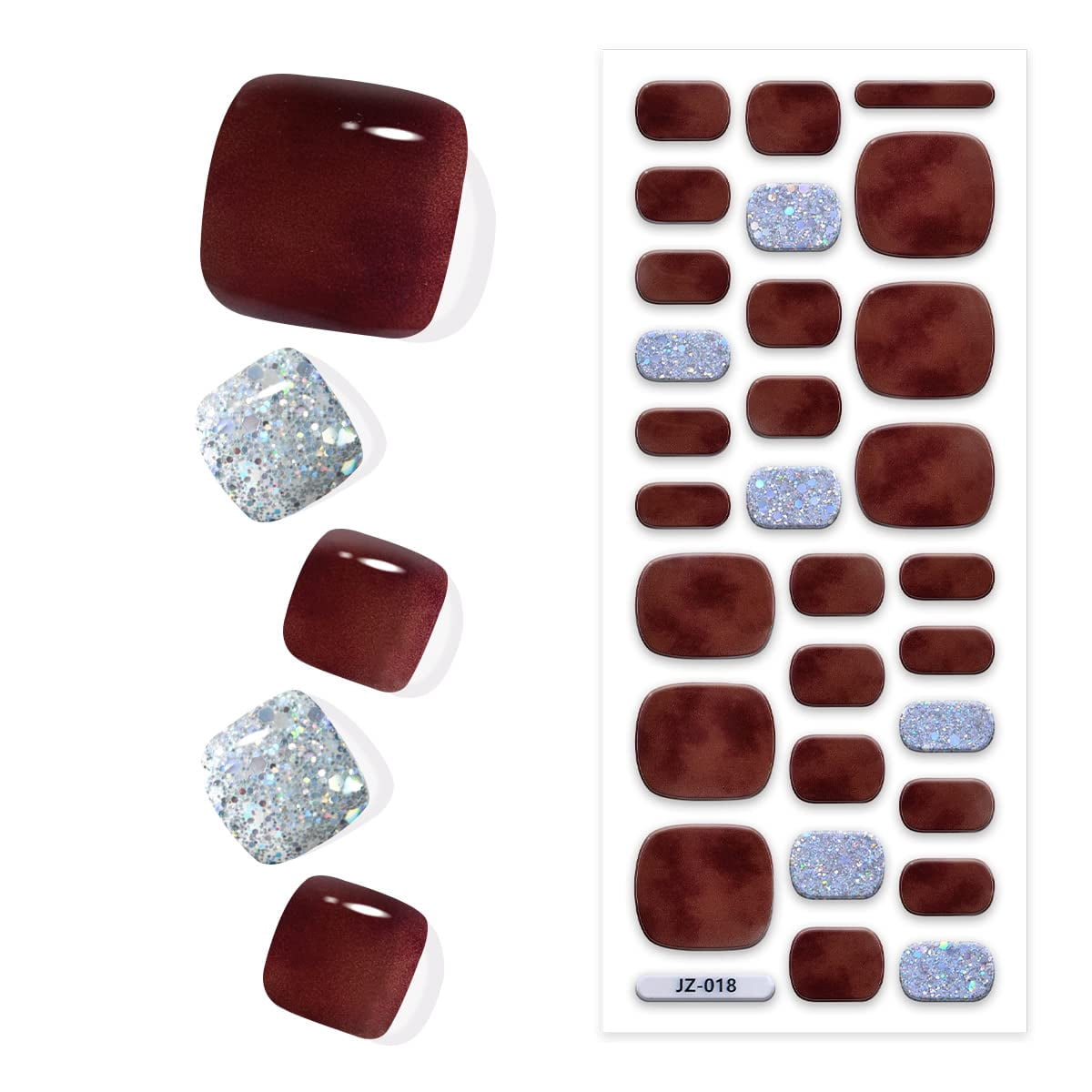 Semi Cured Gel Pedi Strips Glossy Gel Toenail Stickers Semi-Cured Gel ...
