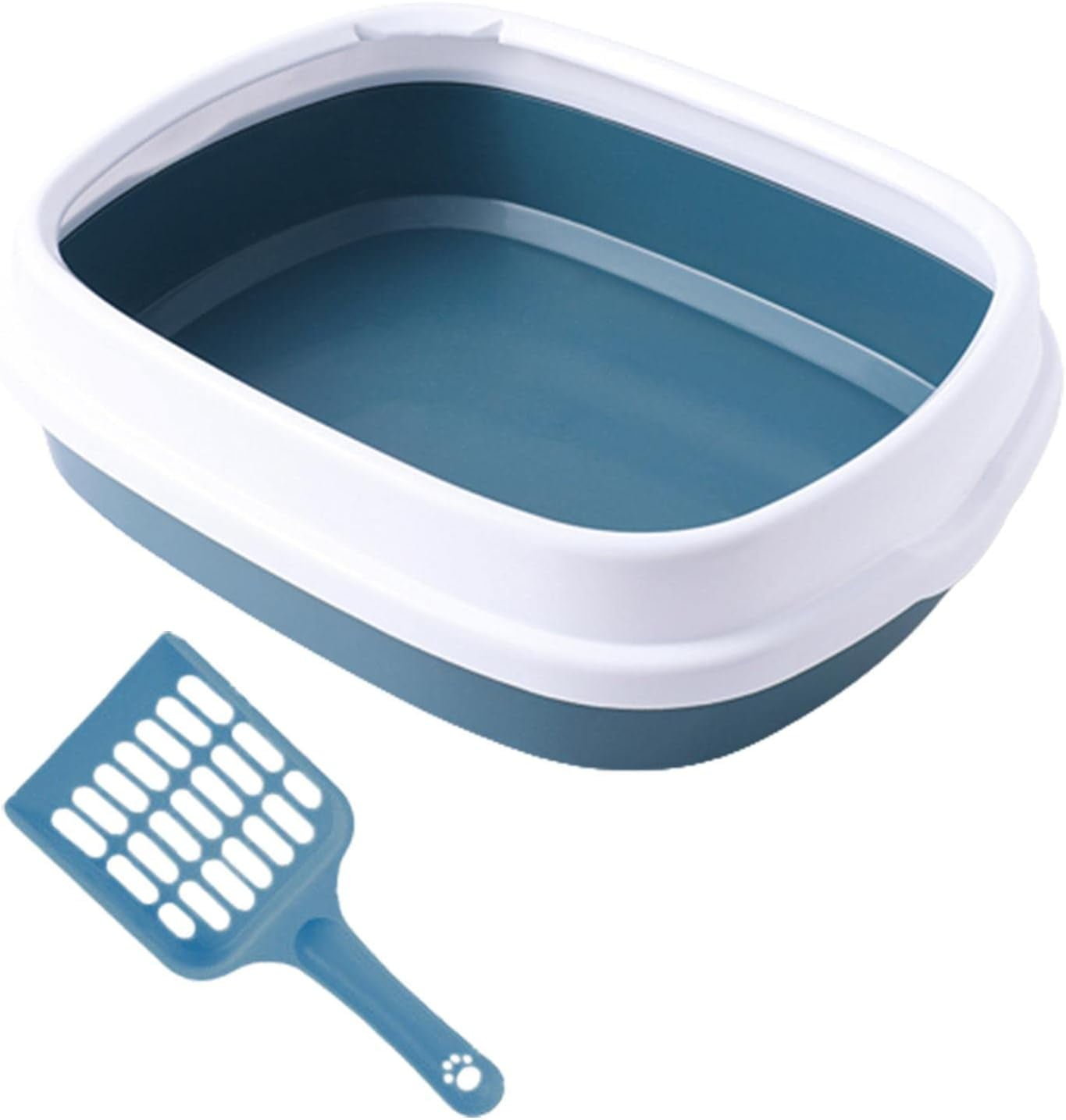 Semi Enclosed Cat Litter Box Pet Bedpan with Tall Walls Detachable ...