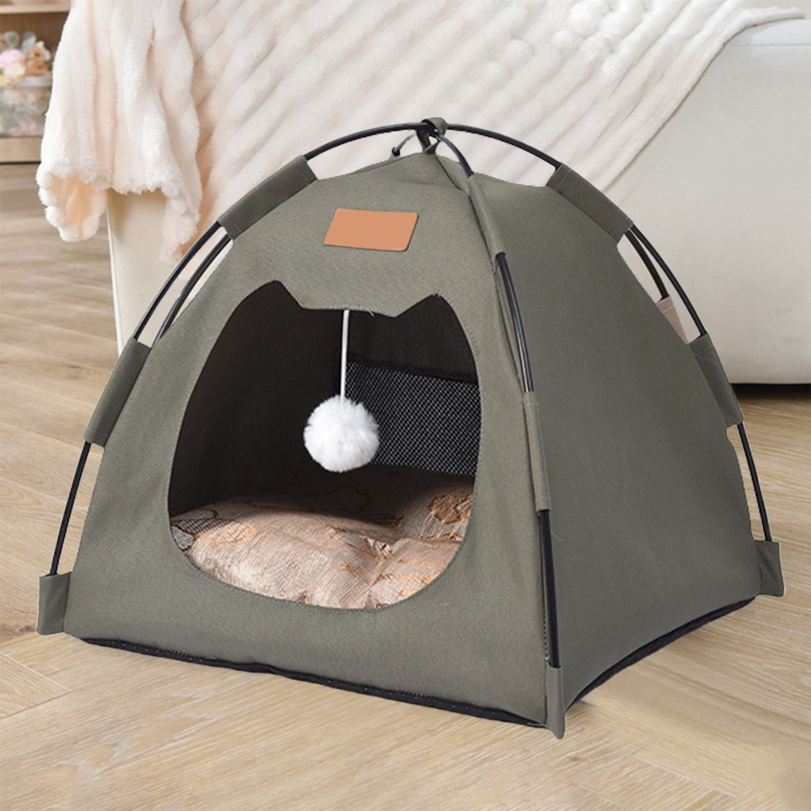 Semi-Enclosed Cat Tent, Cat Houses for Indoor Cats, Quick Assembly and ...