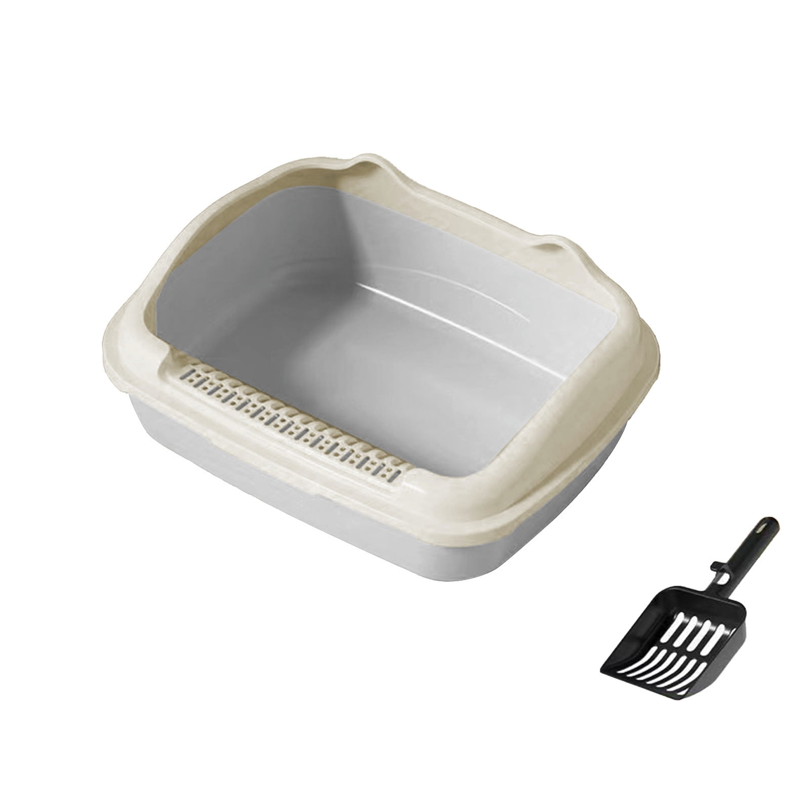 Semi Enclosed High Bar Cat Litter Box with Splash-Proof Design, Leakage ...
