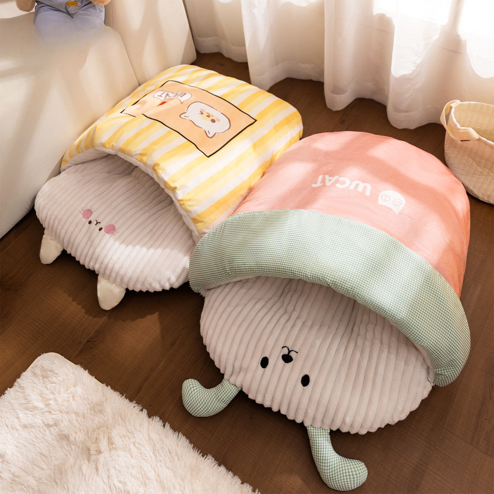 Semi-Enclosed Winter Pet Bed - Foldable Soft Sherpa Sleeping Mat For ...