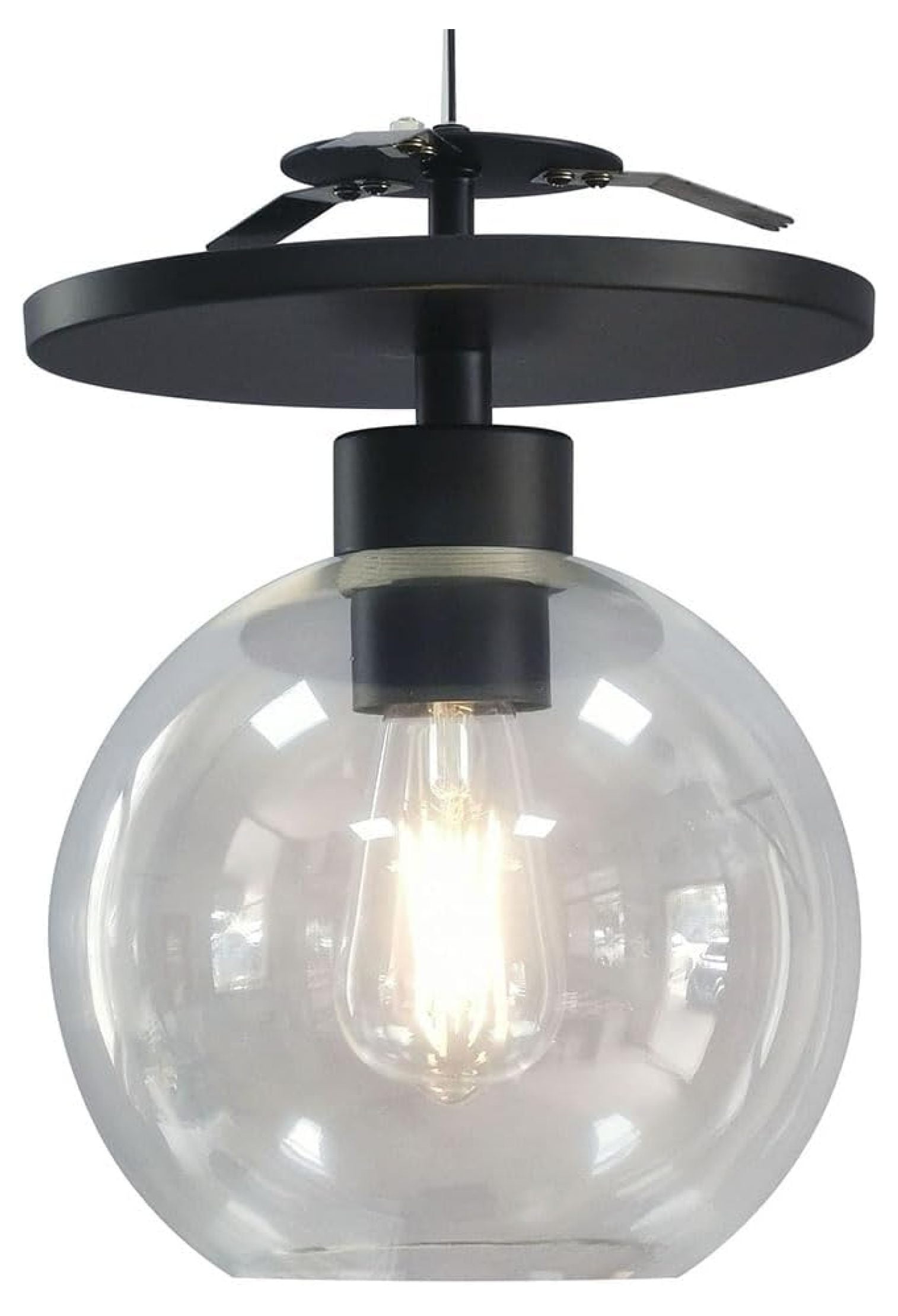 - Semi Flush Conversion Kit - Matte Black with Clear Glass Globe Shade ...
