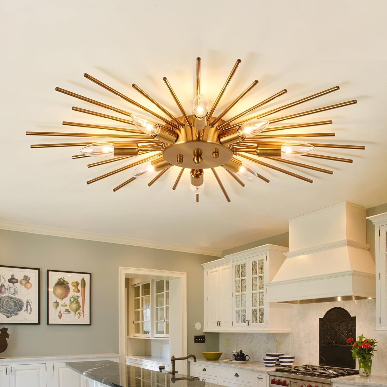 Semi Flush Mount 8 Light Ceiling Light Modern Metal Ceiling Lighting ...