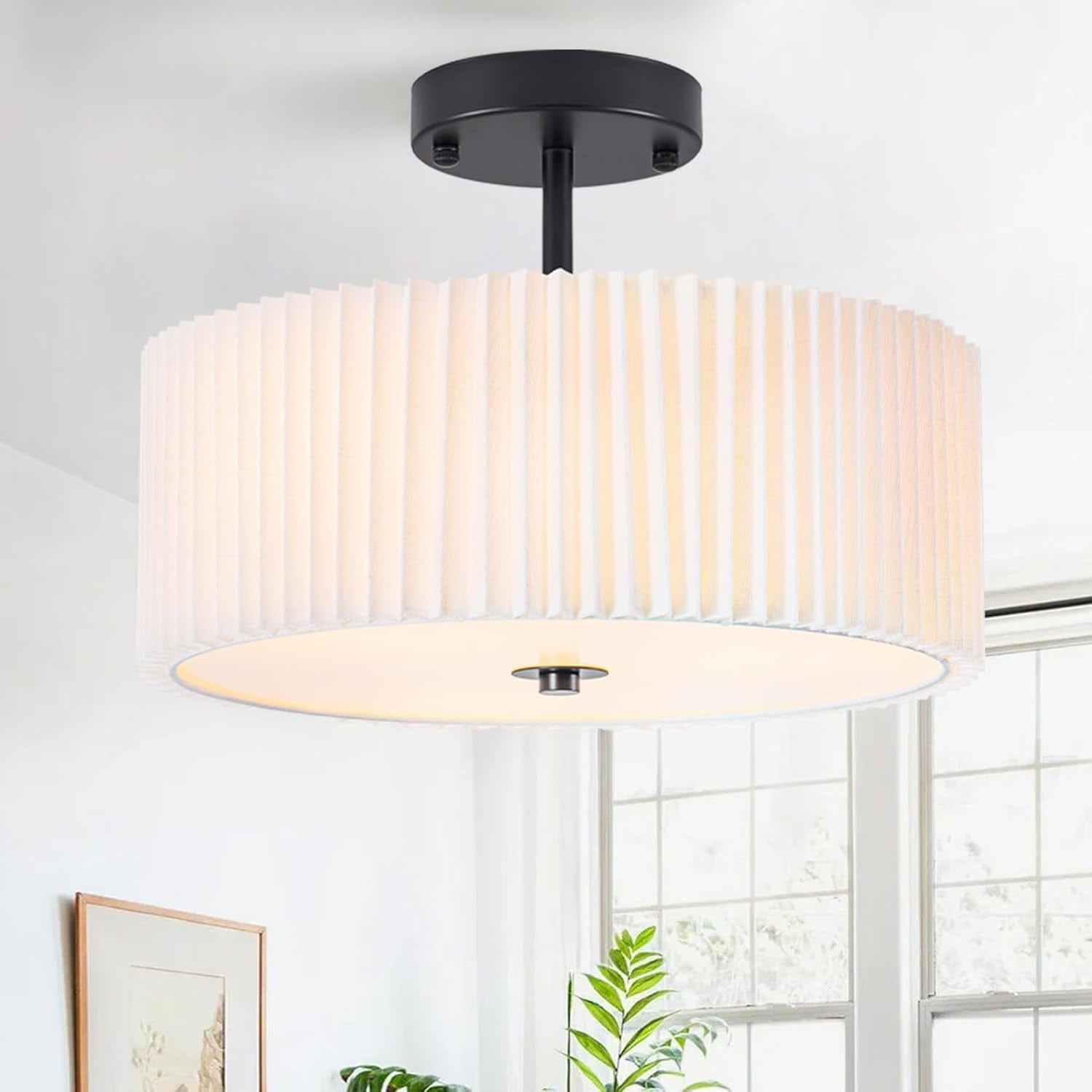 Semi Flush Mount Ceiling Light,12.5 inch Ceiling Light Fixture,Black ...