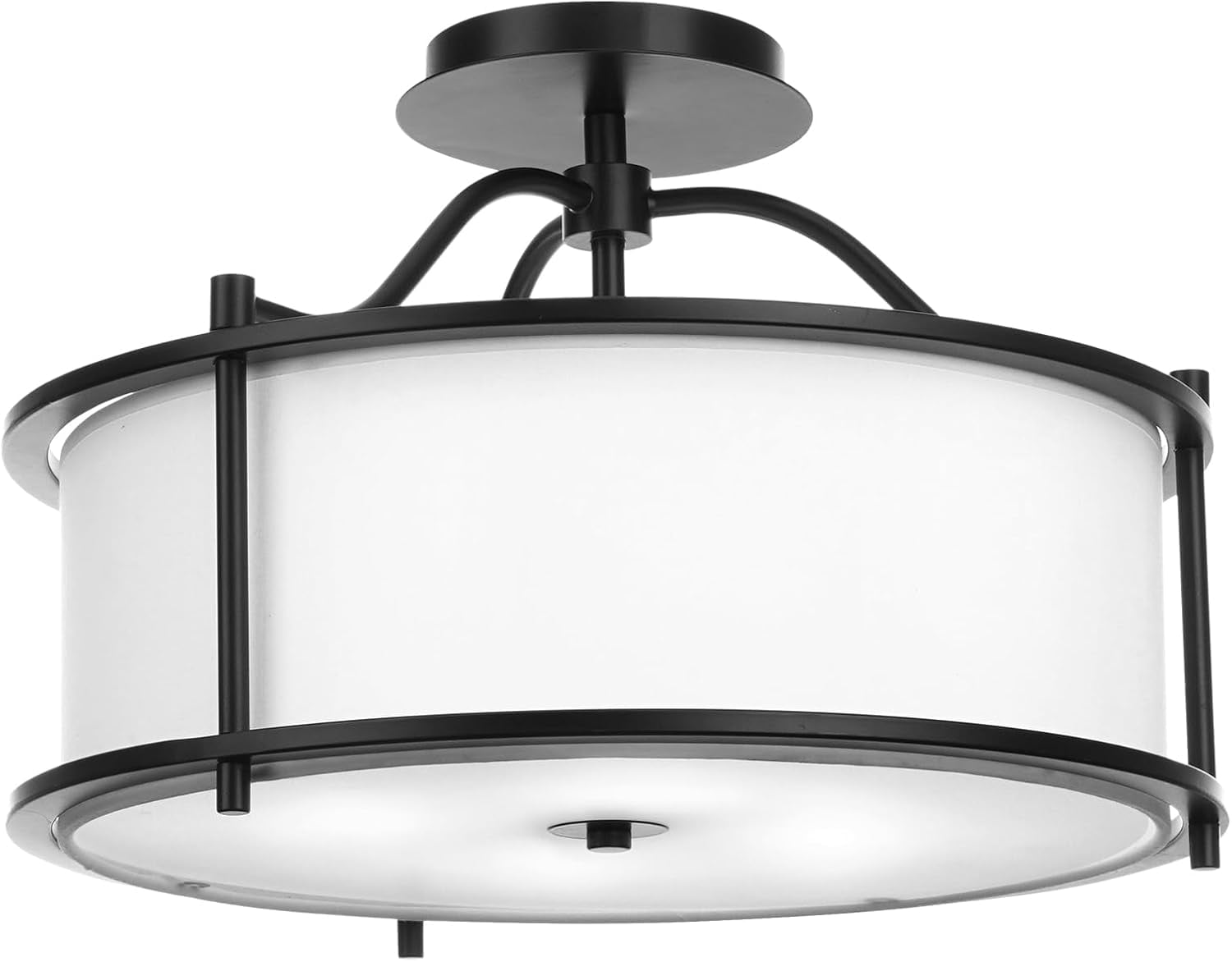 Semi Flush Mount Ceiling Light - 15.7 Inch Fixture with Metal Frame ...