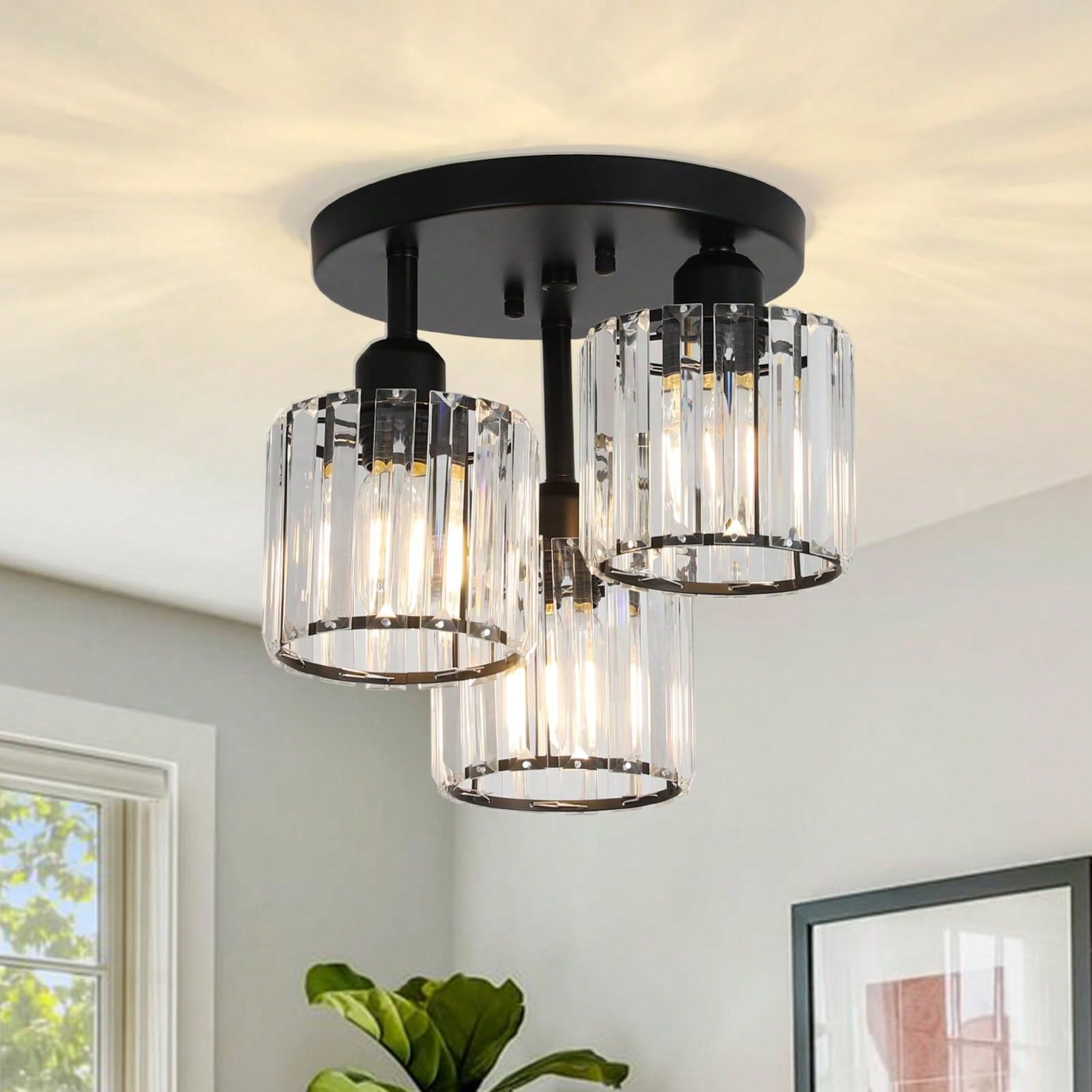 Semi Flush Mount Ceiling Light,3-Light Modern Close To Ceiling Light ...