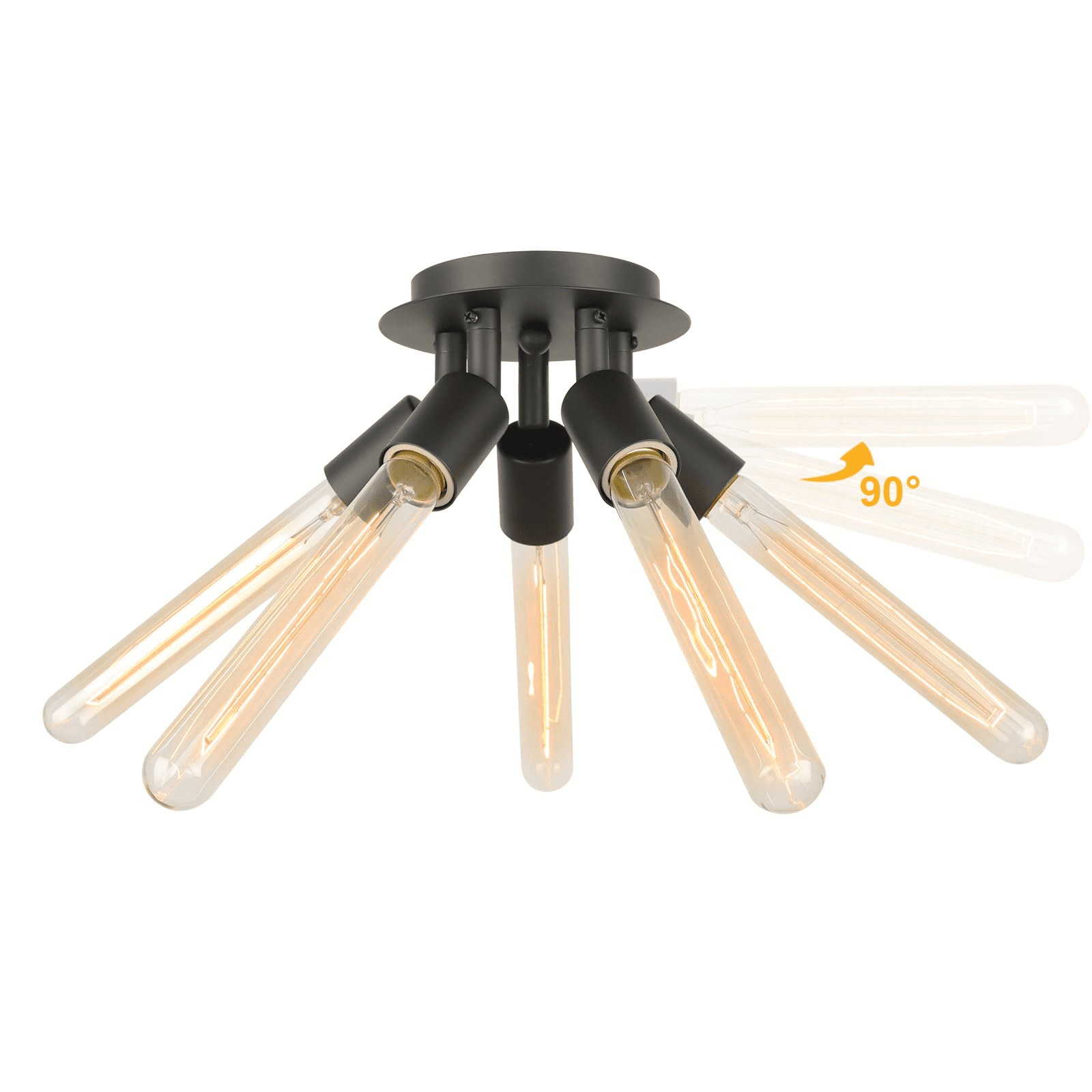 Semi Flush Mount Ceiling Light, 5-Light Clear Glass Shade Ceiling Light ...