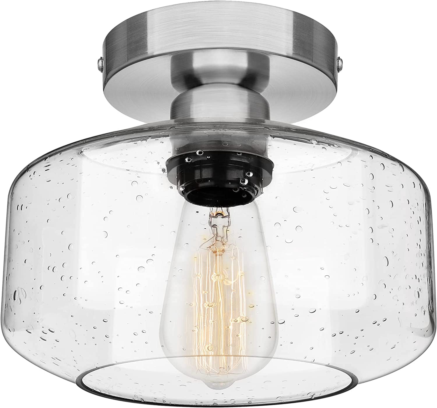 Semi Flush Mount Ceiling Light Fixtures, Brushed Nickel Industrial ...