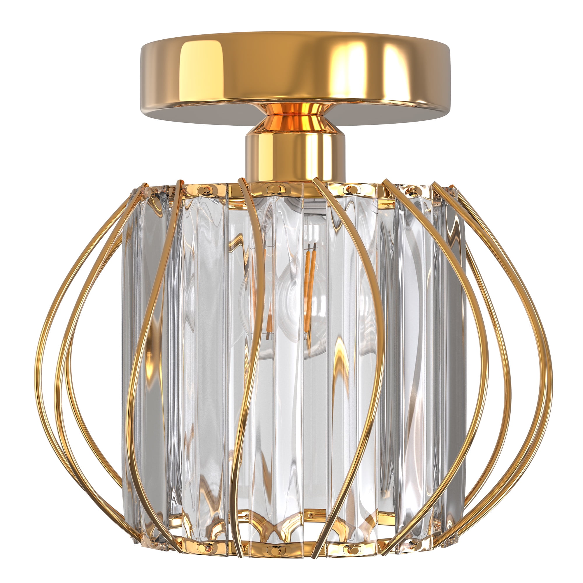 YANSUN Semi Flush Mount Ceiling Light, Industrial Metal Cage Ceiling ...