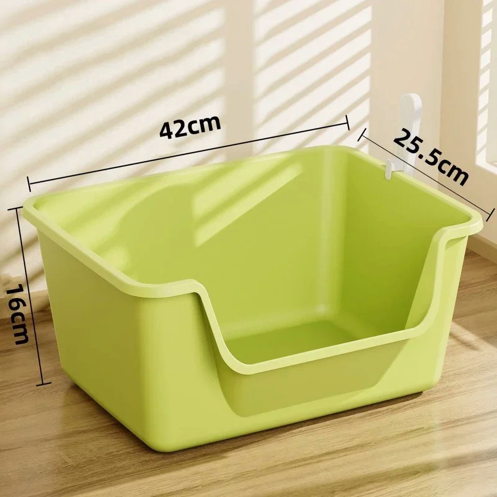 Semi-Open Cat Litter Box Non-Stick Surface with Anti-Track Mat Tray Pet ...