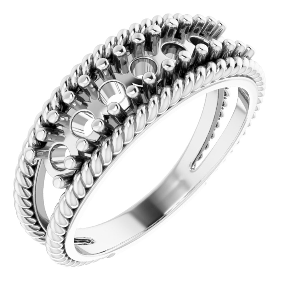Semi-Polished 10k White Gold 7 Seven-Stone Family Negative Space ...