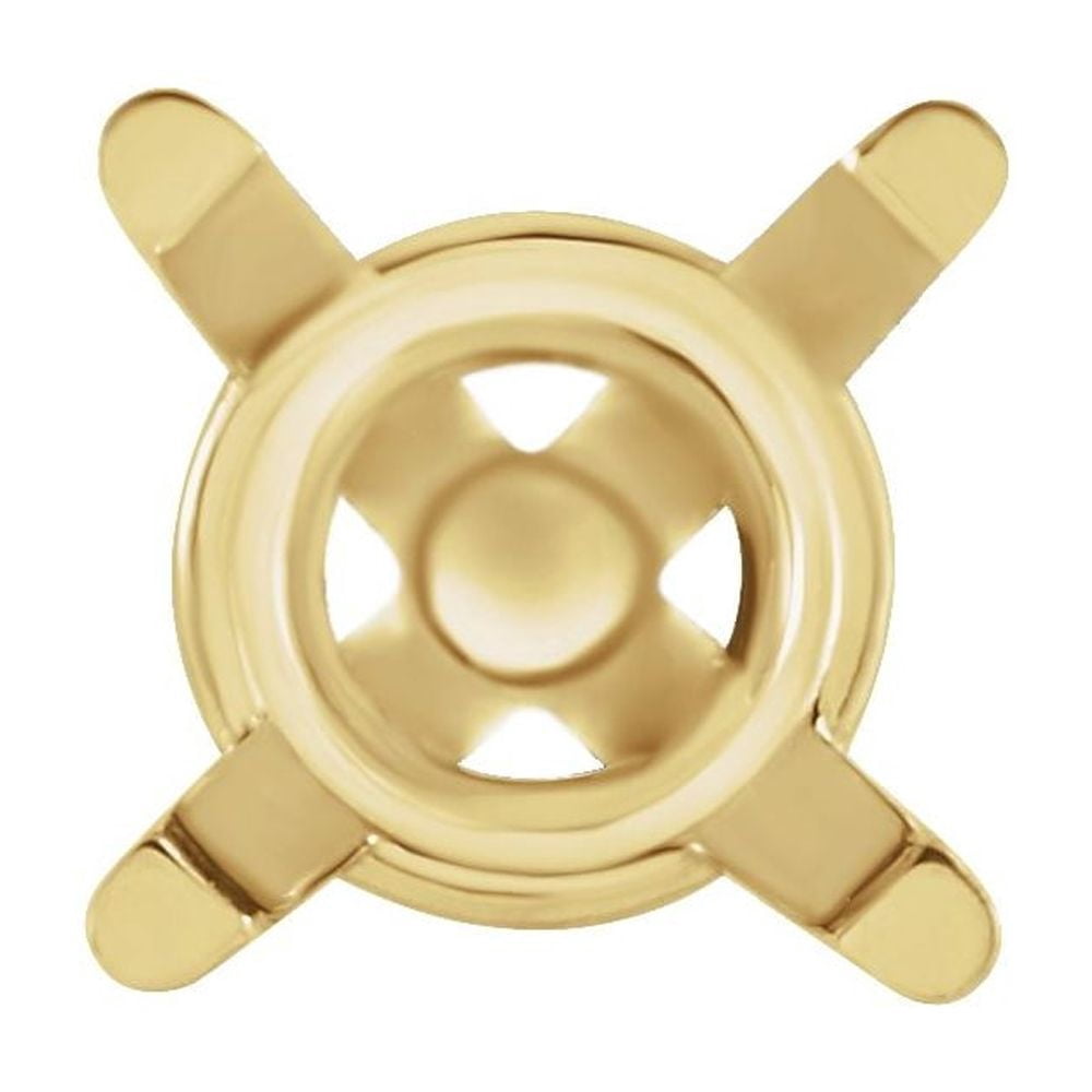 Semi-Polished 10k Yellow Gold 6.5mm Round Shape 4-Prong Peg Setting ...