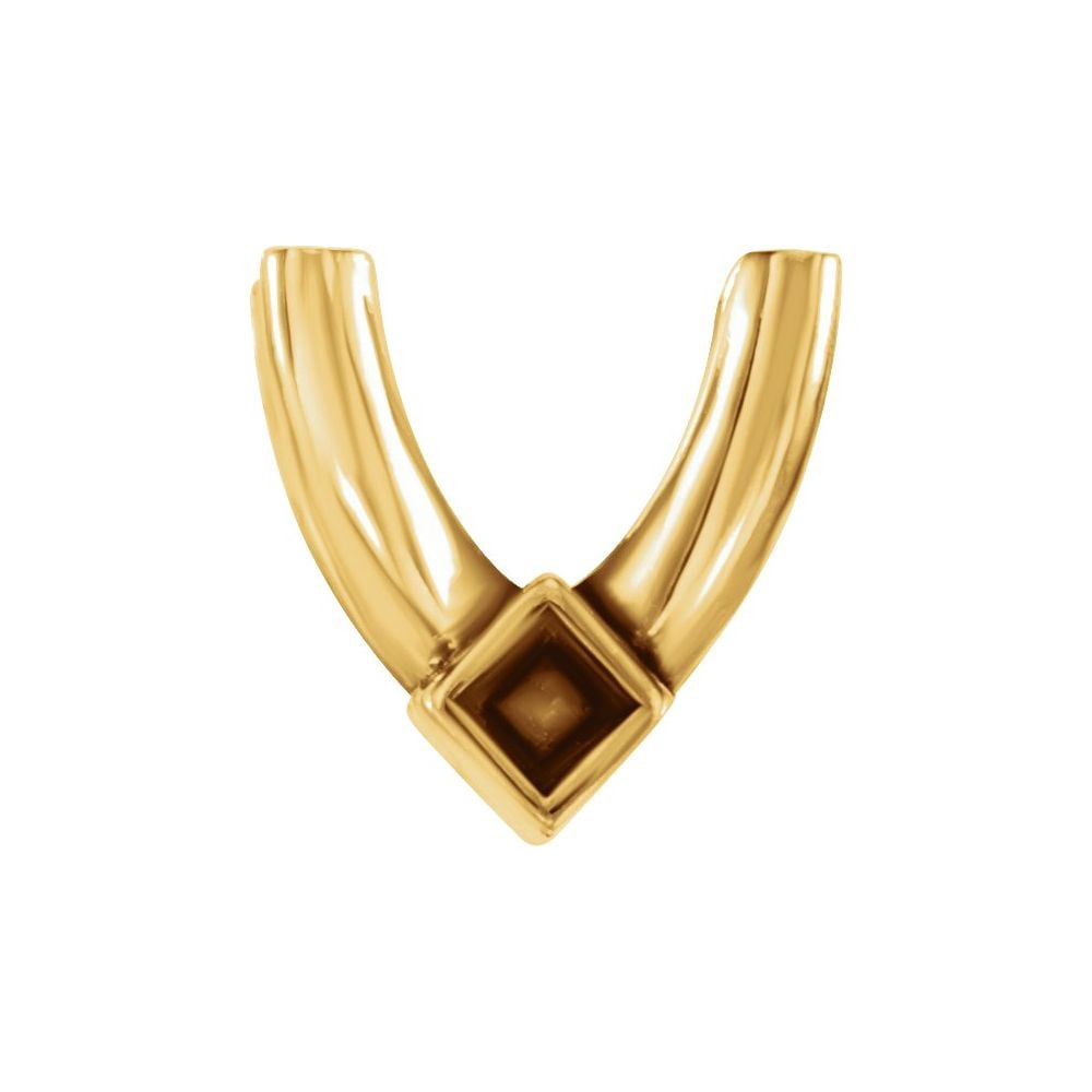 Semi-Polished 10k Yellow Gold 6.5mm Square Shape Shank Setting with 1 ...
