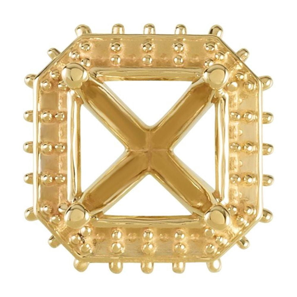 Semi-Polished 10k Yellow Gold 7mm Square Shape 4-Prong Halo-Style Peg ...