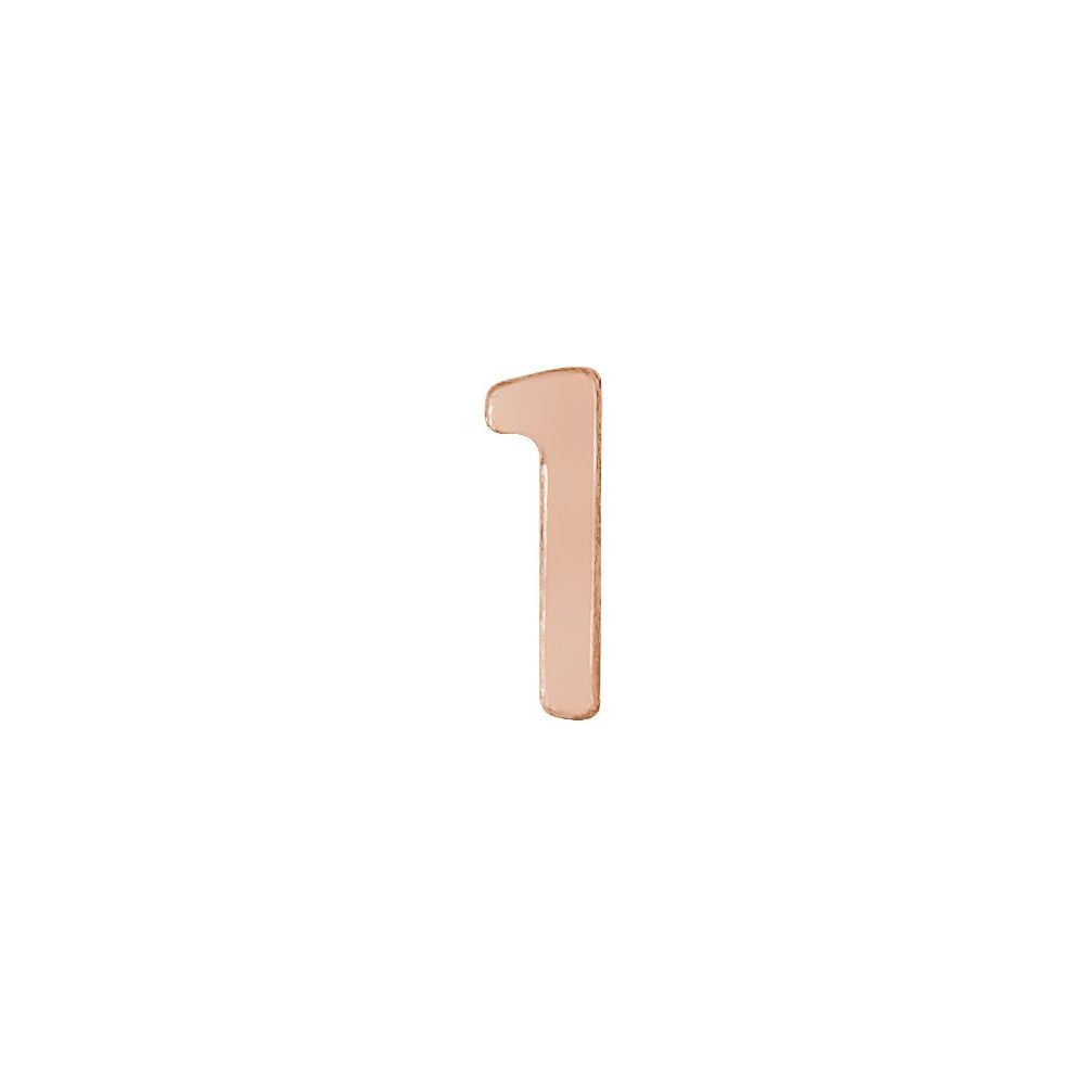 Semi-Polished 14k Rose Gold 20 Gauge Block Numeral 1 Trim Finished ...