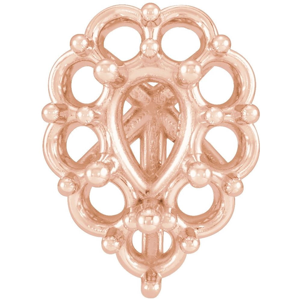 Semi-Polished 14k Rose Gold 7.5x5.2mm Pear Shape 5-Prong Halo-Style Peg ...