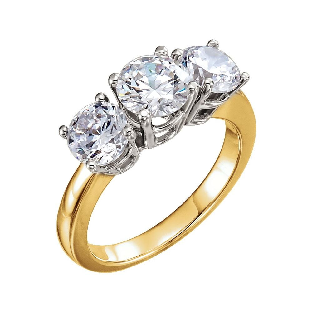 Semi-Polished 14k White Gold Open Shank Ring For 3 Three-Stone setting ...
