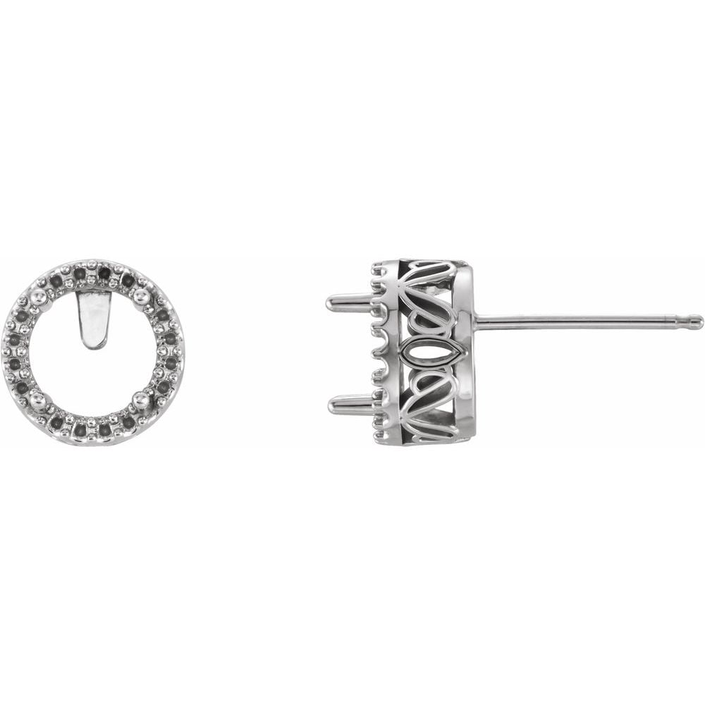Semi-Polished 14k X1 White Gold 3.5mm Round Shape Halo-Style Earring ...