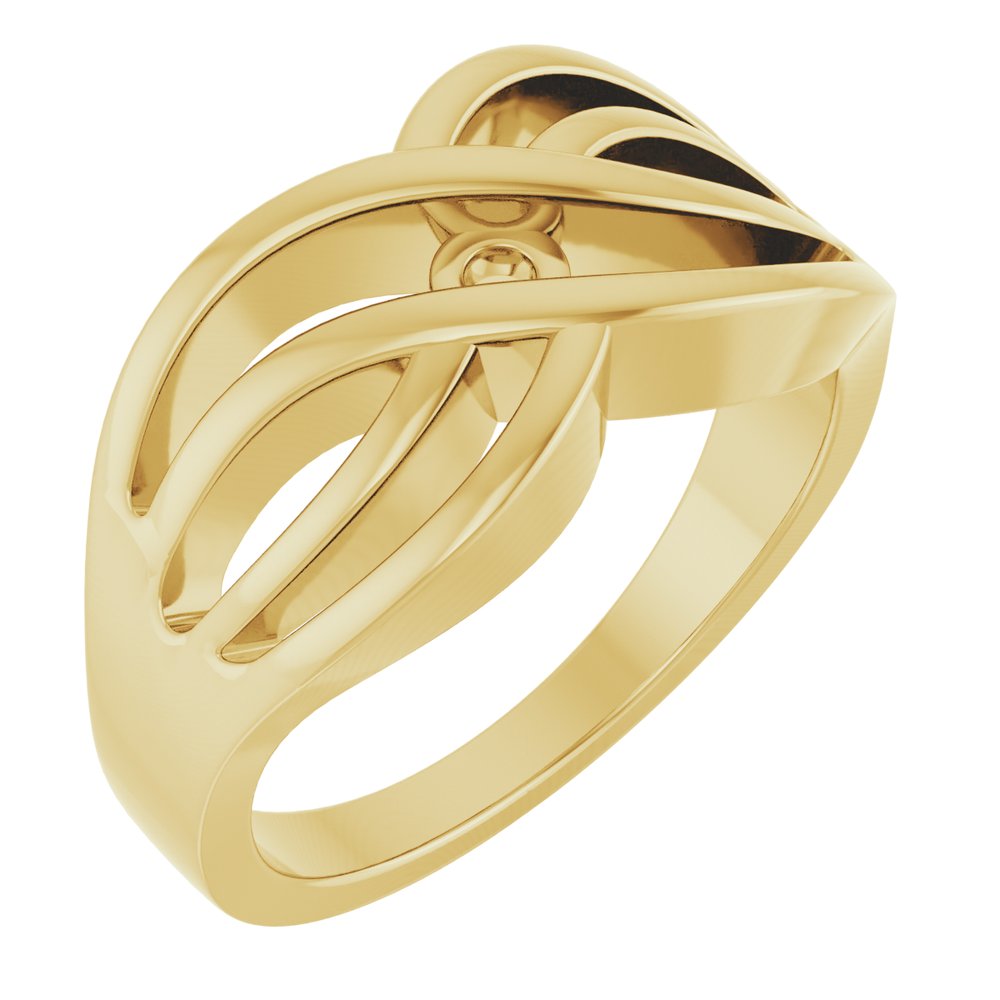 Semi-Polished 14k Yellow Gold 1 One-Stone Family Criss-Cross Freeform ...