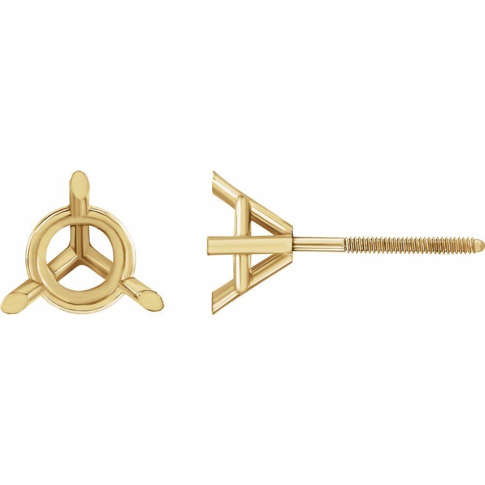 Semi-Polished 14k Yellow Gold 2.5mm Round Shape 3-Prong Cocktail-Style ...