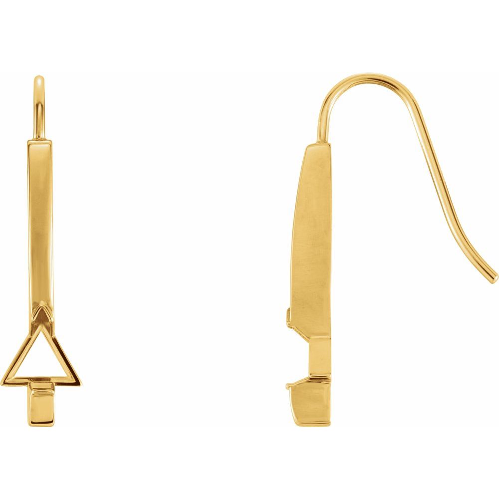 Semi-Polished 14k Yellow Gold 4.5mm Trillion Triangle Shape Bar Drop ...