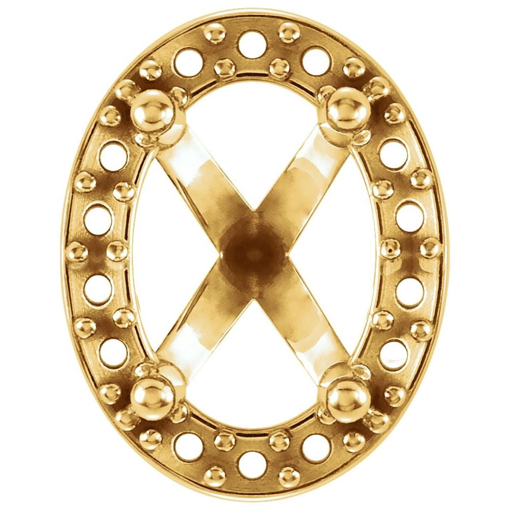 Semi-Polished 14k Yellow Gold 5x3mm Oval Shape 4-Prong Halo-Style Peg ...