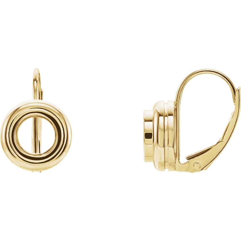 Semi-Polished 14k Yellow Gold 6.5mm Round Shape Bezel-Set Leverback ...