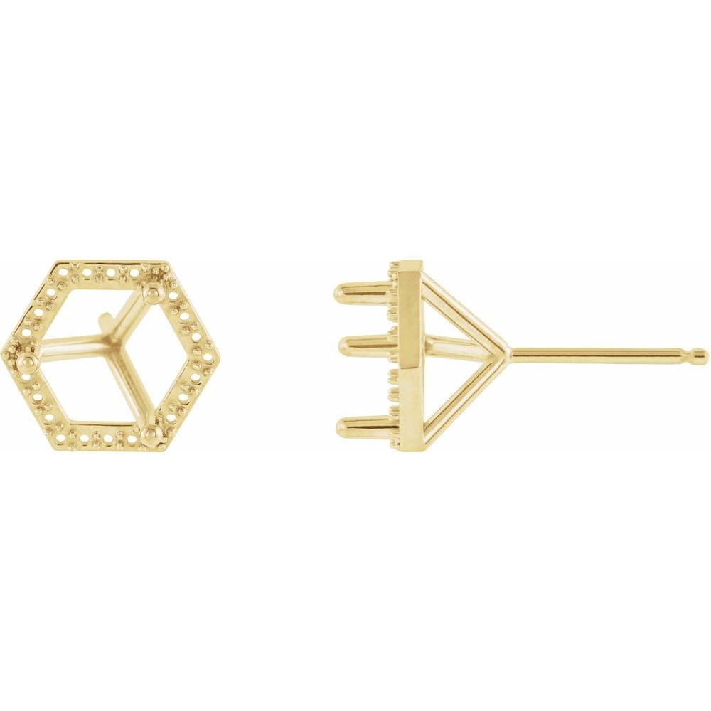 Semi-Polished 14k Yellow Gold 6.5mm Round Shape Cocktail-Style Earring ...