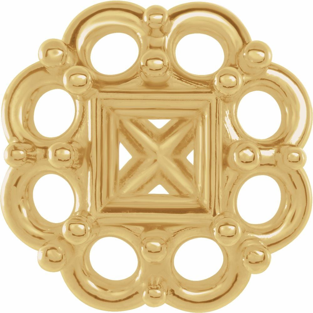 Semi-Polished 14k Yellow Gold 8x8mm Square Shape 4-Prong Halo-Style Peg ...