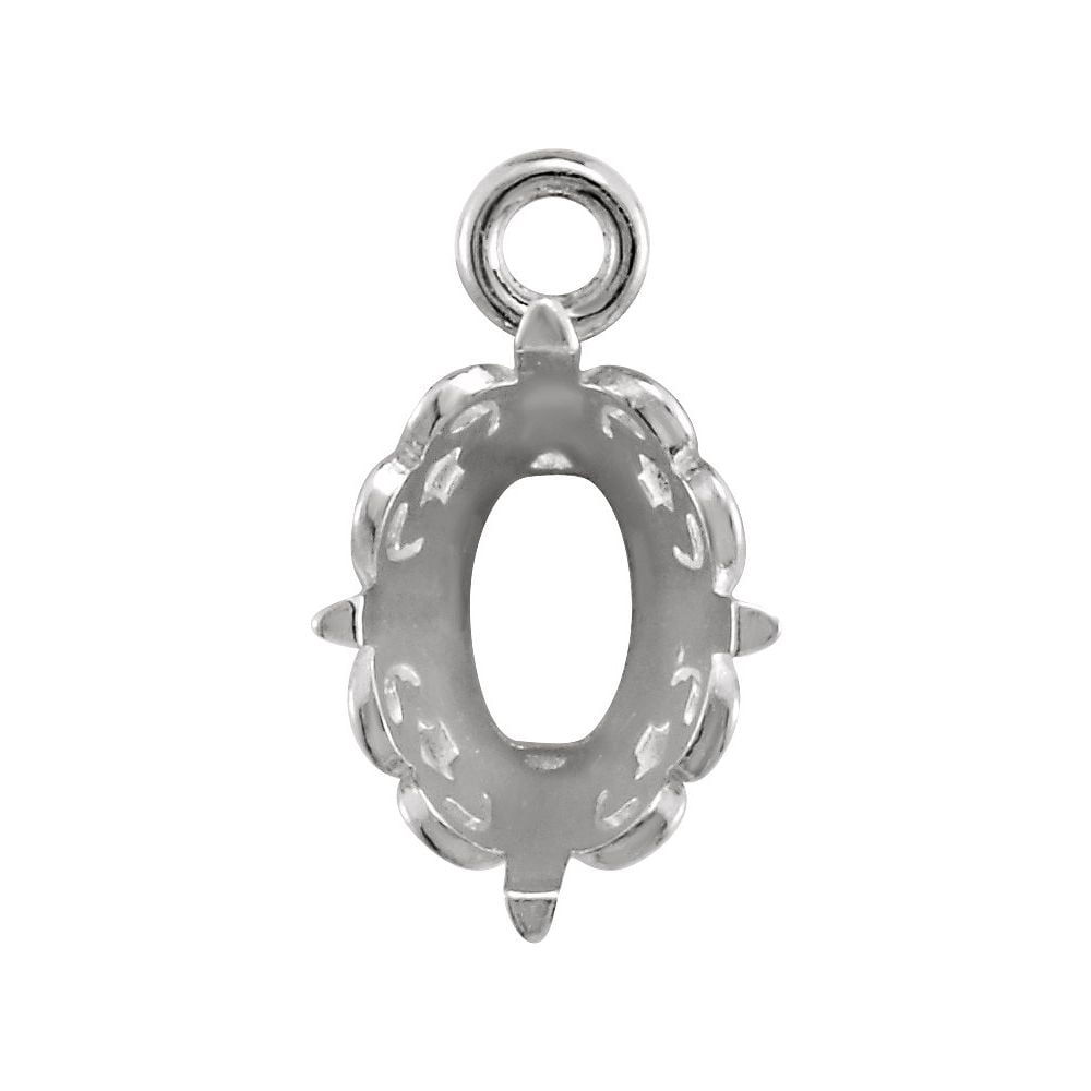 Semi-Polished 18k White Gold 10x8mm Oval Shape Butterfly Scroll Dangle ...