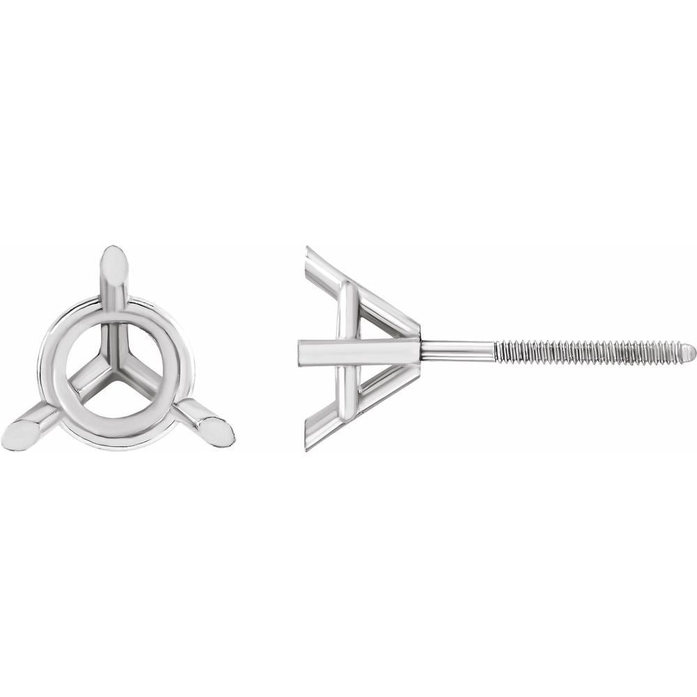 Semi-Polished 18k White Gold 3.5mm Round Shape 3-Prong Cocktail-Style ...