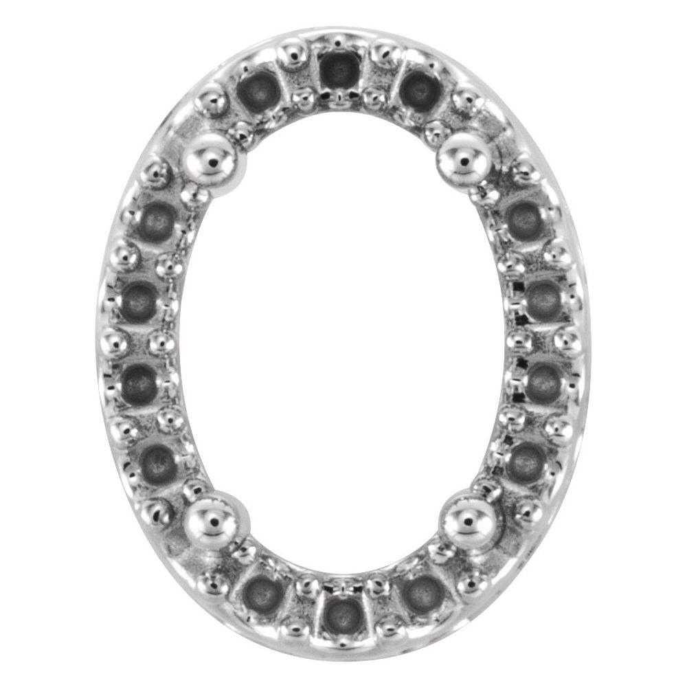 Semi-Polished 18k White Gold 8x6mm Oval Shape 4-Prong Oval Shape Halo ...