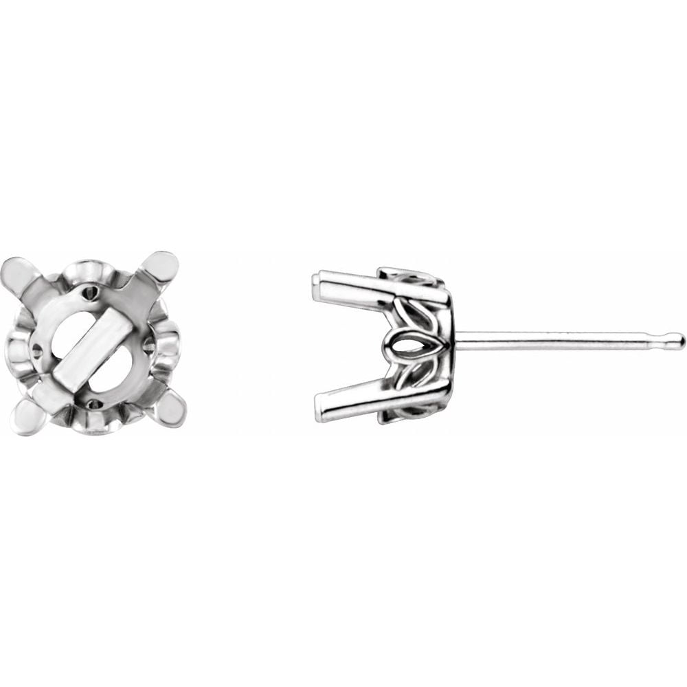 Semi-Polished 18k White Gold 9mm Round Shape 4-Prong Scroll Setting ...