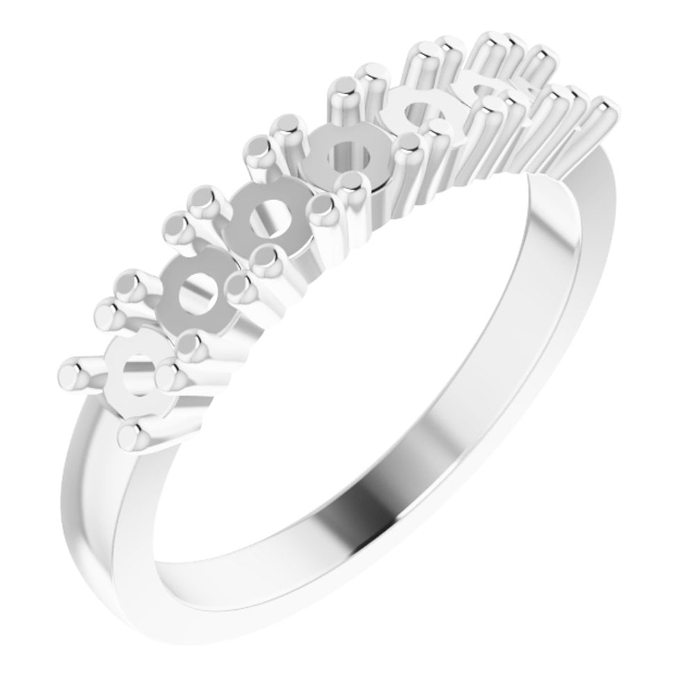 Semi-Polished 18k X1 White Gold 3mm Round Shape 7 Seven-Stone ...