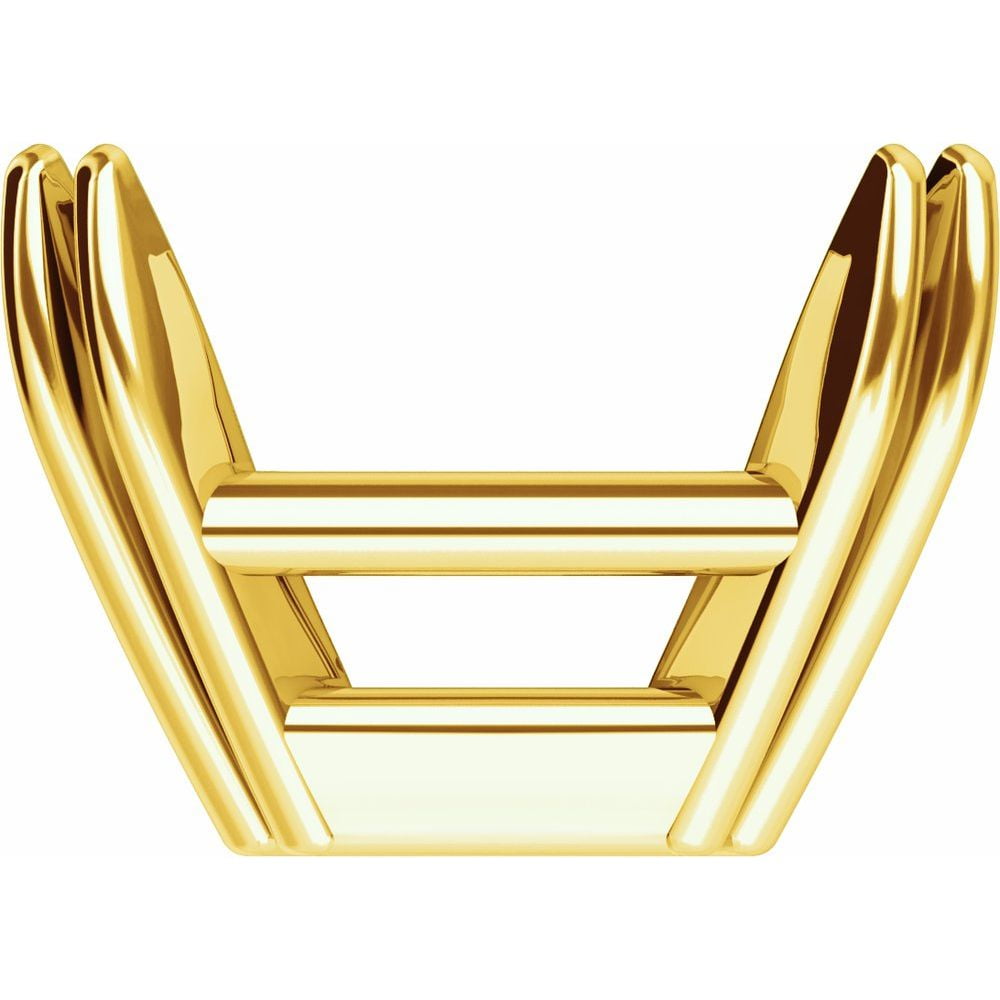 Semi-Polished 18k Yellow Gold 10mm Square Shape 4-Prong Double-Claw ...