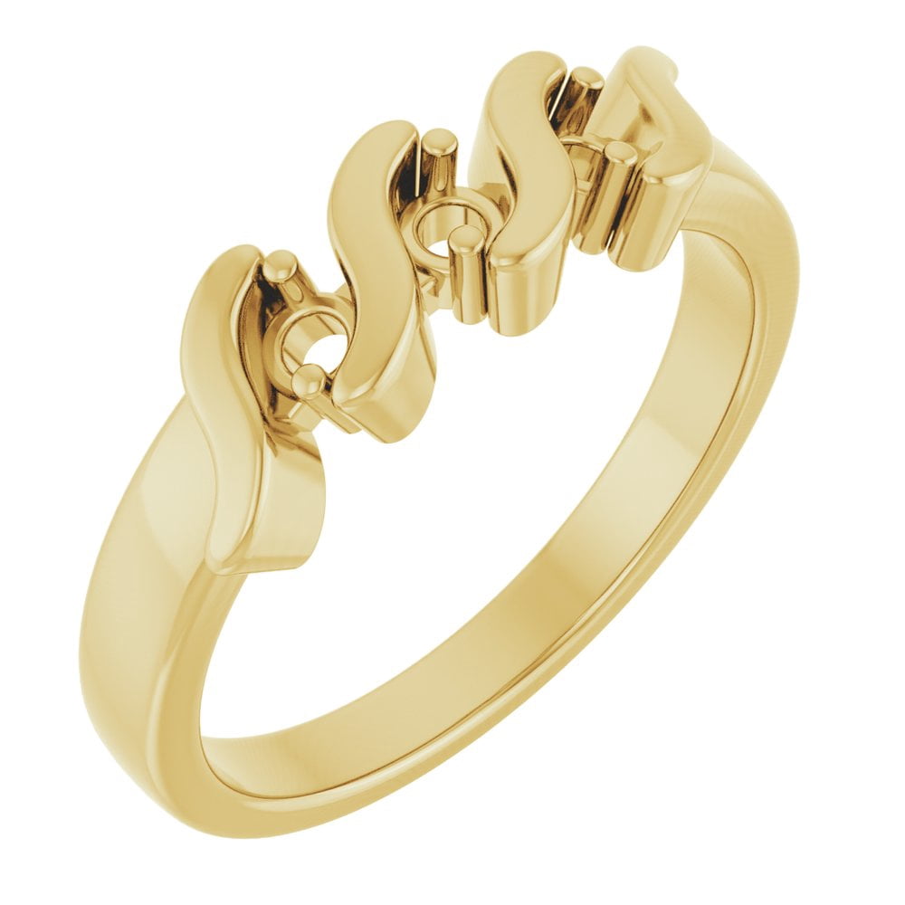 Semi-Polished 18k Yellow Gold 3 Three-Stone Family Freeform Bypass ...