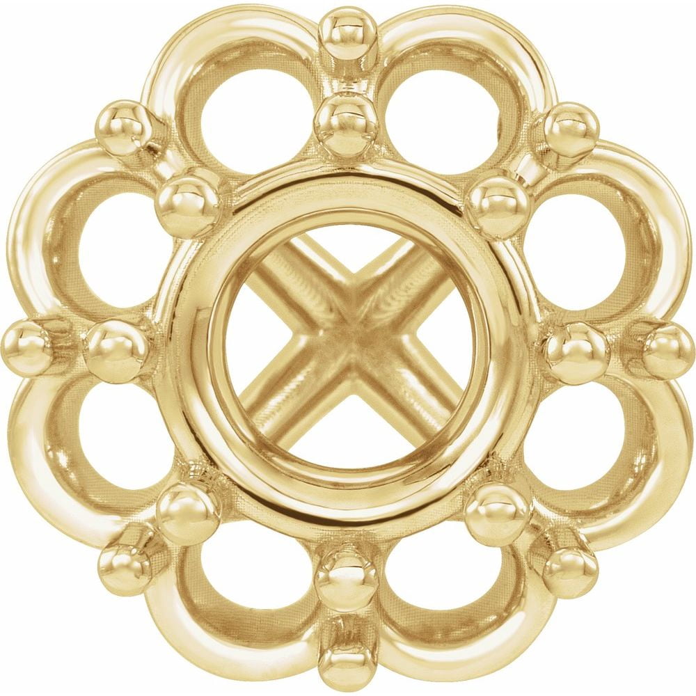 Semi-Polished 18k Yellow Gold 4.4mm Round Shape 4-Prong Halo-Style Peg ...