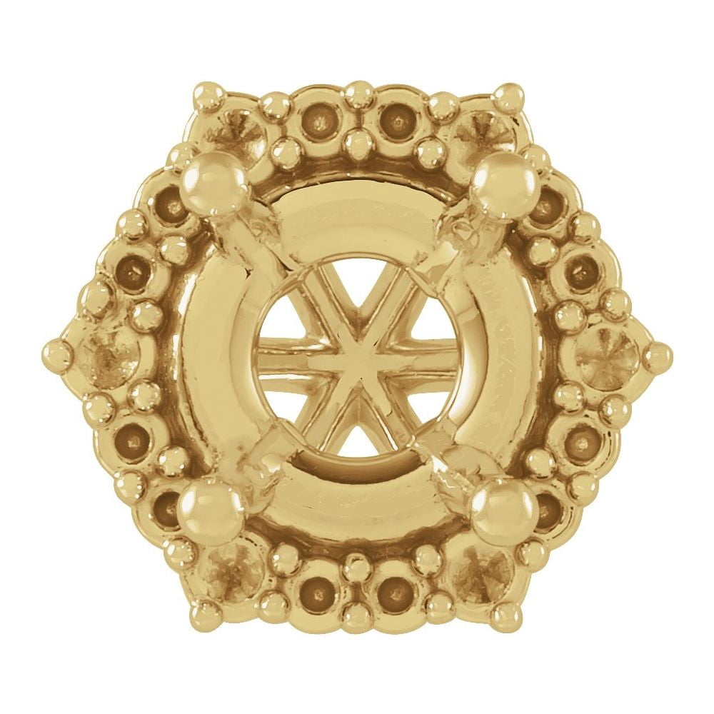 Semi-Polished 18k Yellow Gold 4.4mm Round Shape 4-Prong Halo-Style Peg ...