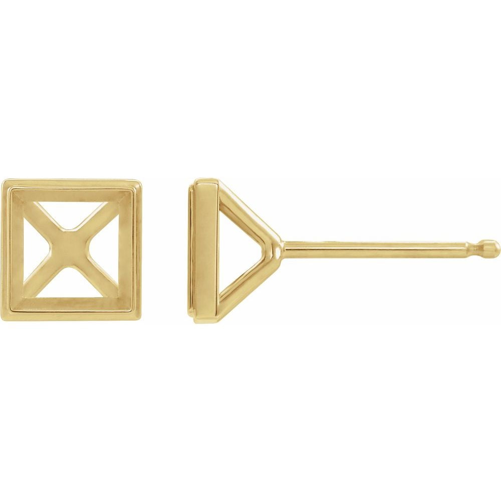 Semi-Polished 18k Yellow Gold 4.5x4.5mm Princess Square Shape Cocktail ...