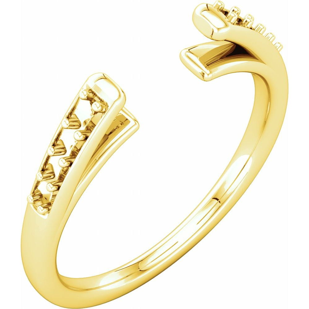 Semi-Polished 18k Yellow Gold 4.9mm Span Accented Cathedral Open Shank ...