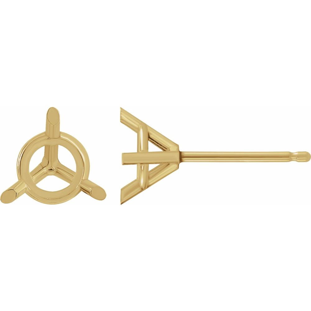 Semi-Polished 18k Yellow Gold 4mm Round Shape 3-Prong Cocktail-Style ...