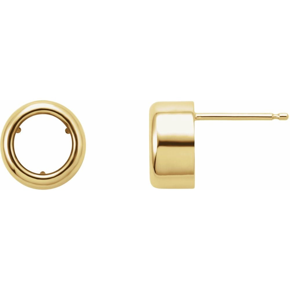 Semi-Polished 18k Yellow Gold 4mm Round Shape Back-Set Bezel Earring ...