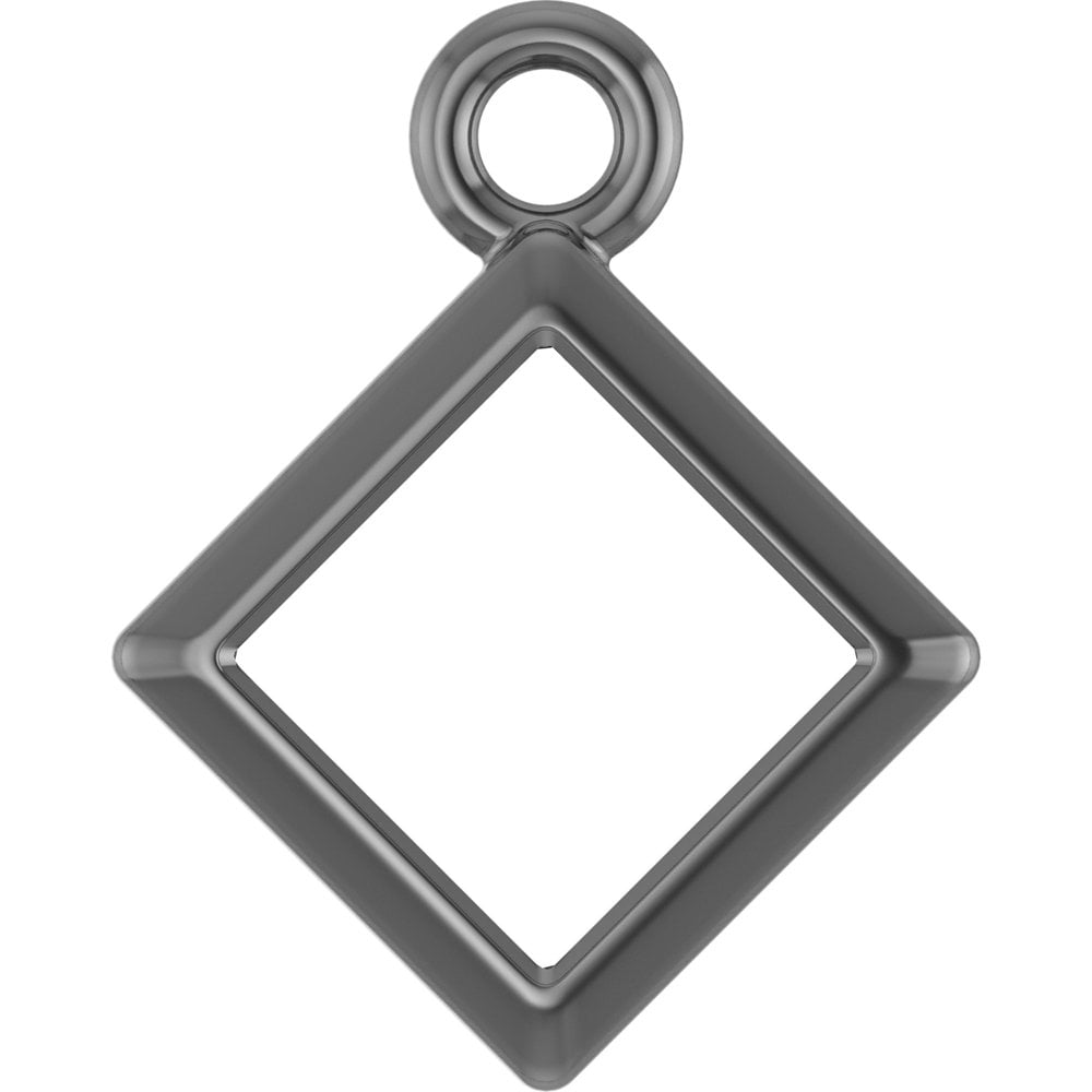 Semi-Polished 18k Yellow Gold 4x4mm Square Shape Bezel-Set Dangle Link ...