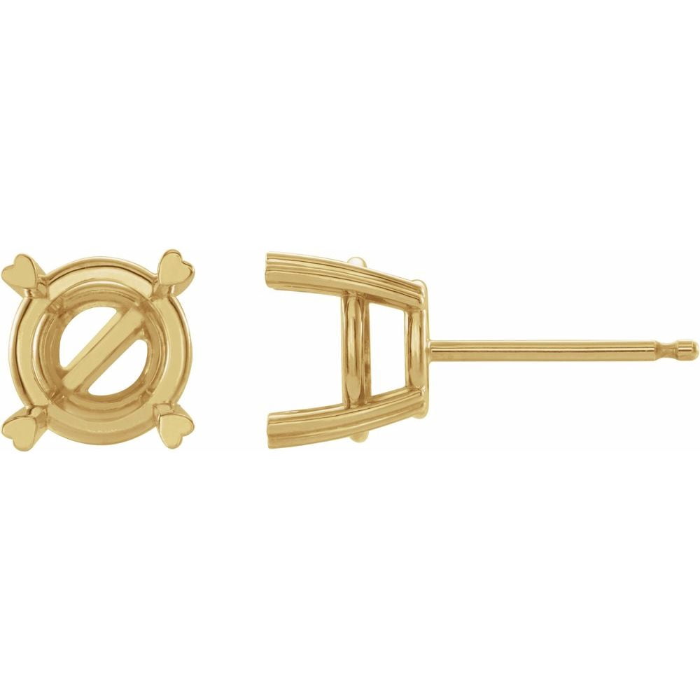 Semi-Polished 18k Yellow Gold 5.5mm Round Shape 4-Prong Hearts on Top ...