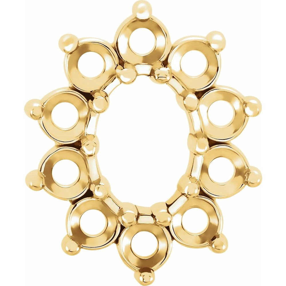 Semi-Polished 18k Yellow Gold 5x3mm Oval Shape Halo-Style Top Setting ...