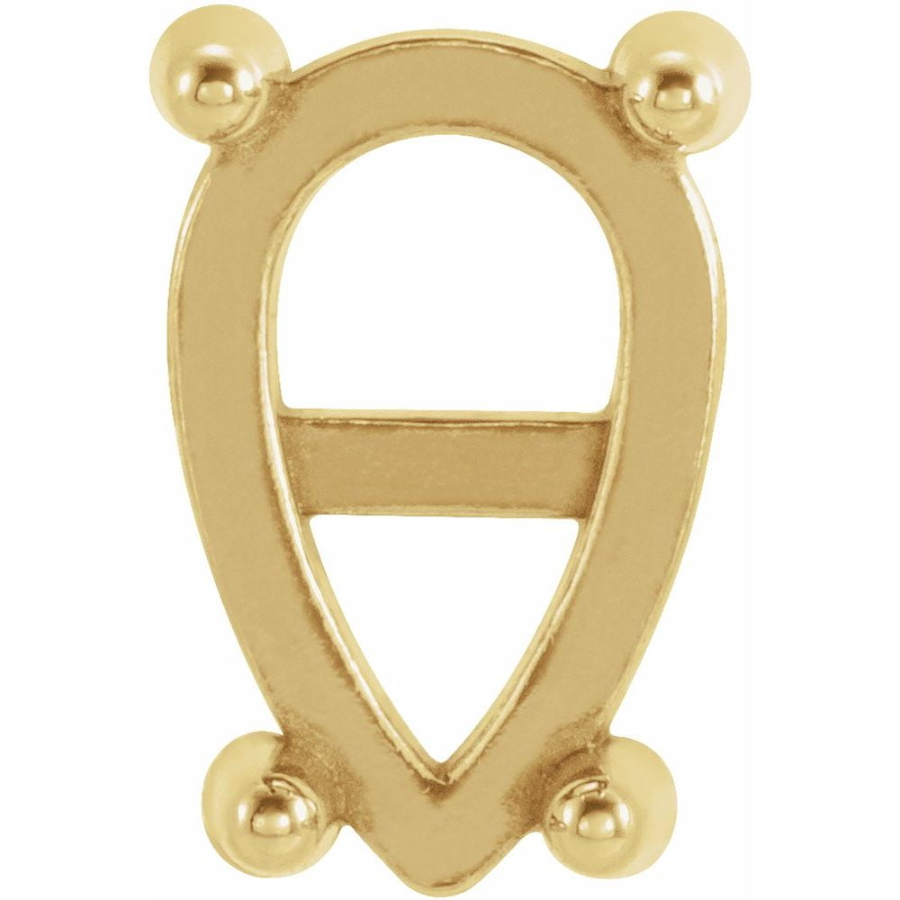 Semi-Polished 18k Yellow Gold 5x3mm Pear Shape 4-Prong Cabochon Earring ...