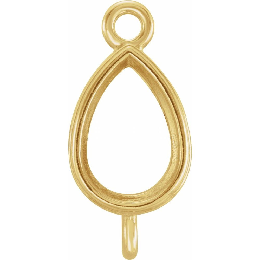 Semi-Polished 18k Yellow Gold 5x3mm Pear Shape Bezel-Set Dangle Link ...